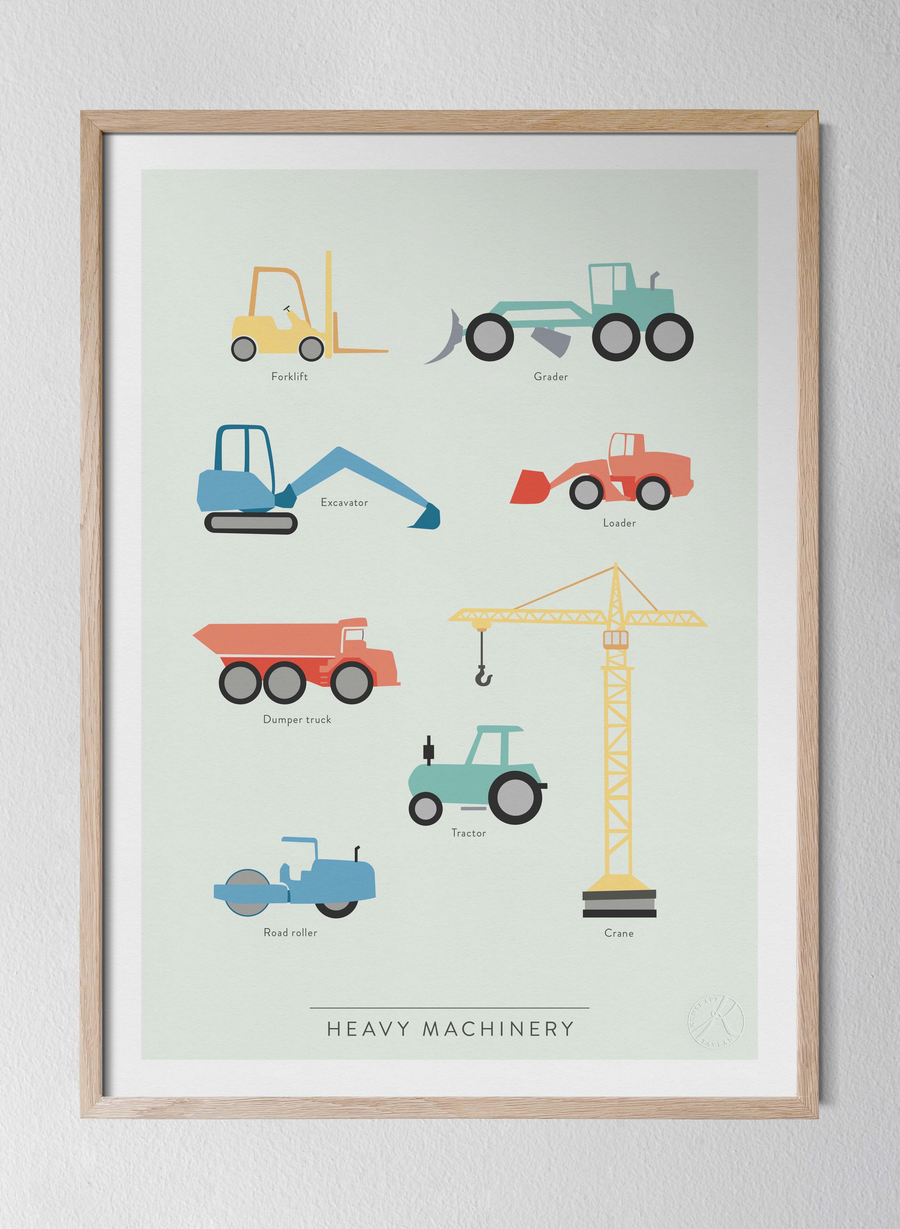 Kunskapstavlan® Heavy Machinery Poster - Playful & Educational Wall Art ...