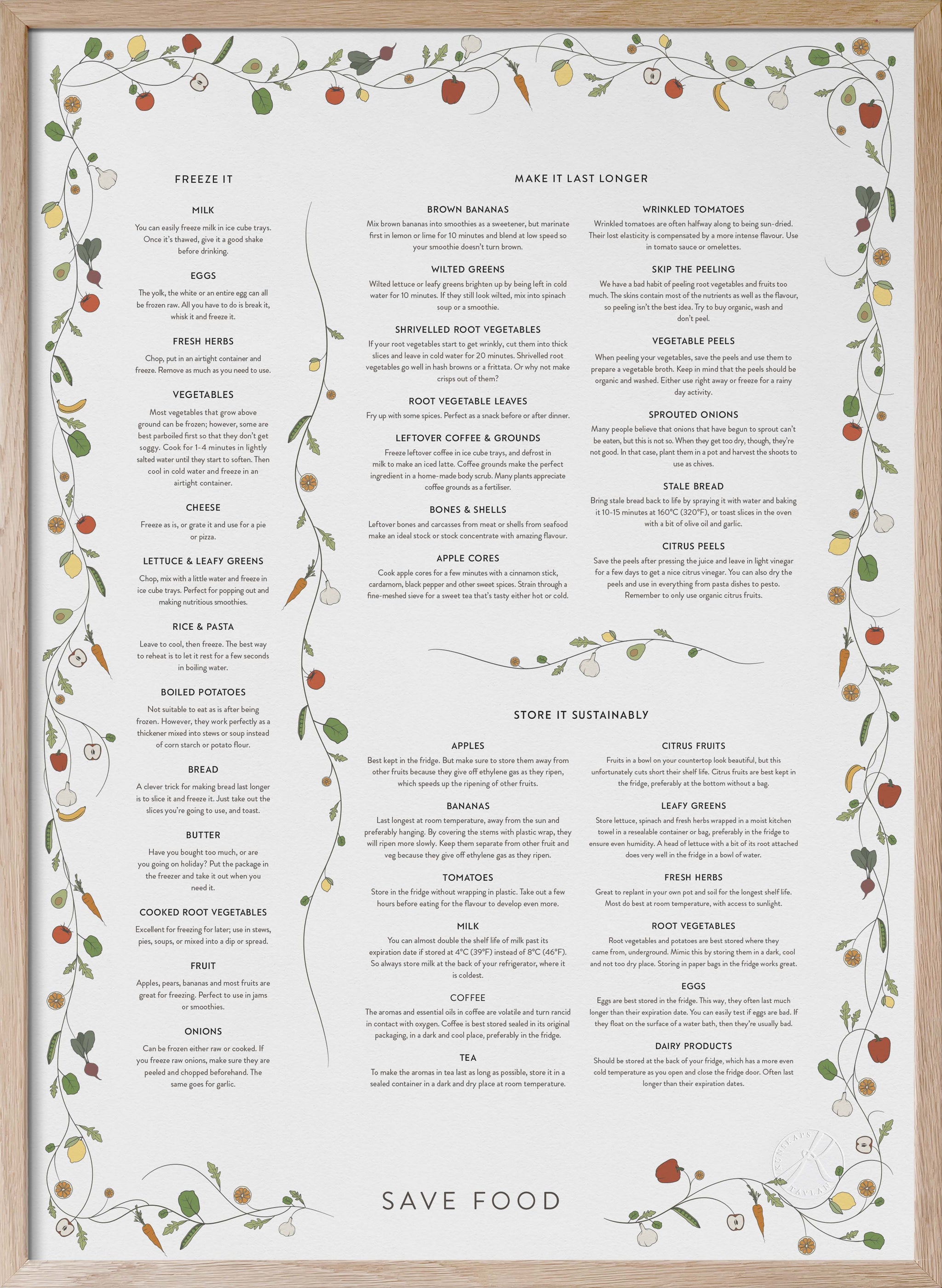 Kunskapstavlan® Save Food Poster - Smart Tips to Reduce Food Waste ...